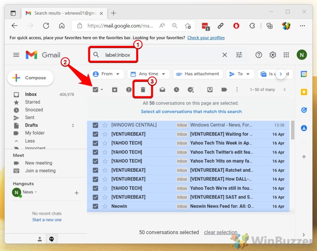 How to Mass Delete Emails on Gmail - WinBuzzer
